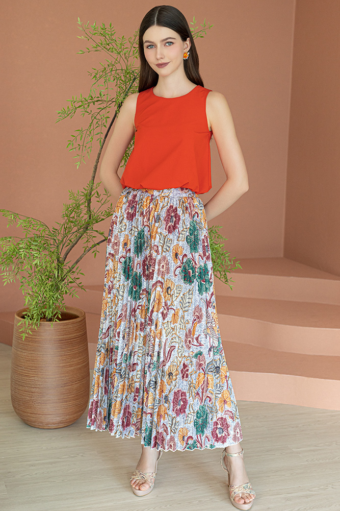 ZAHARA BATIK PLEATED PANTS (OFF WHITE) | Faire Belle